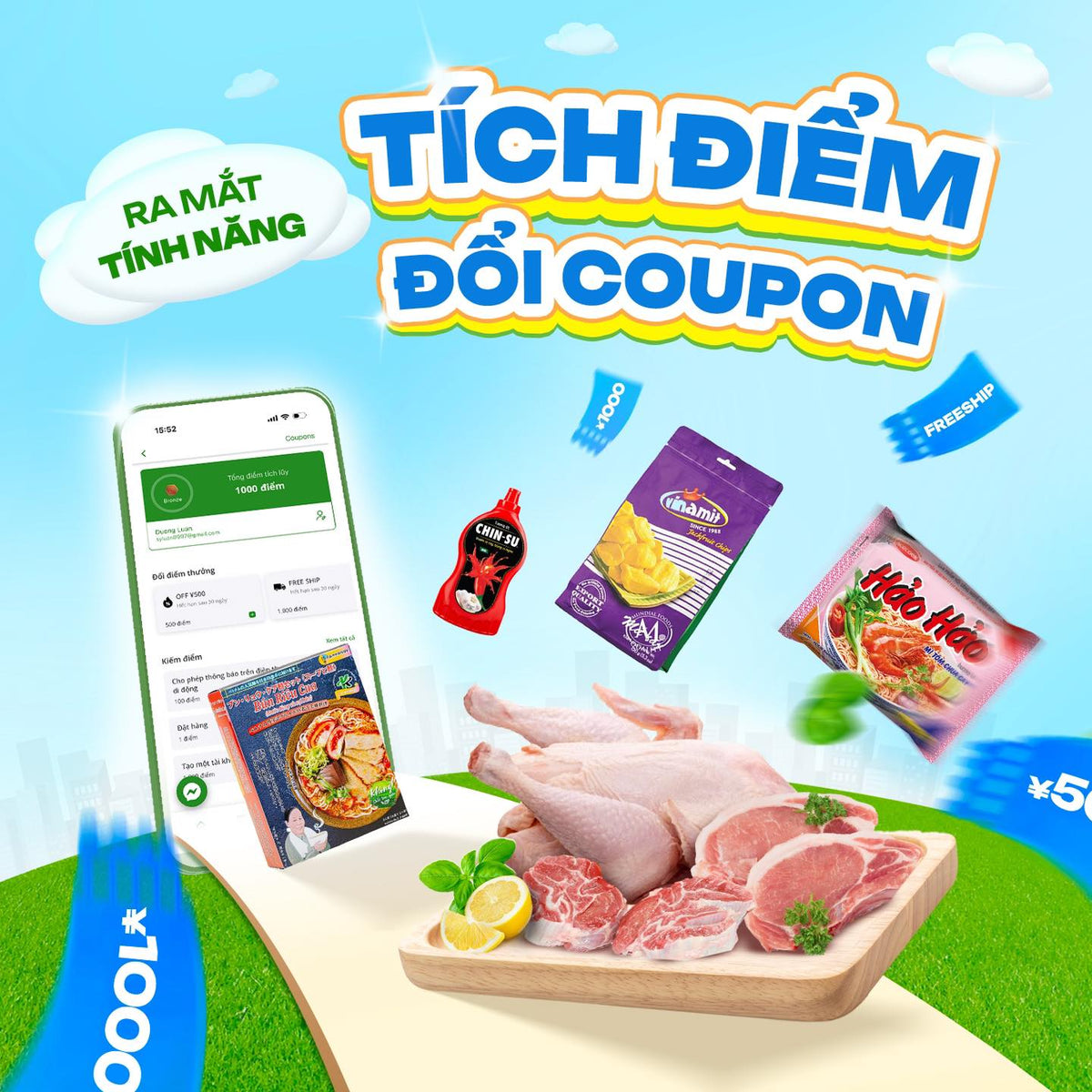 Giới thiệu tính năng tích điểm đổi coupon trên app Sesofoods